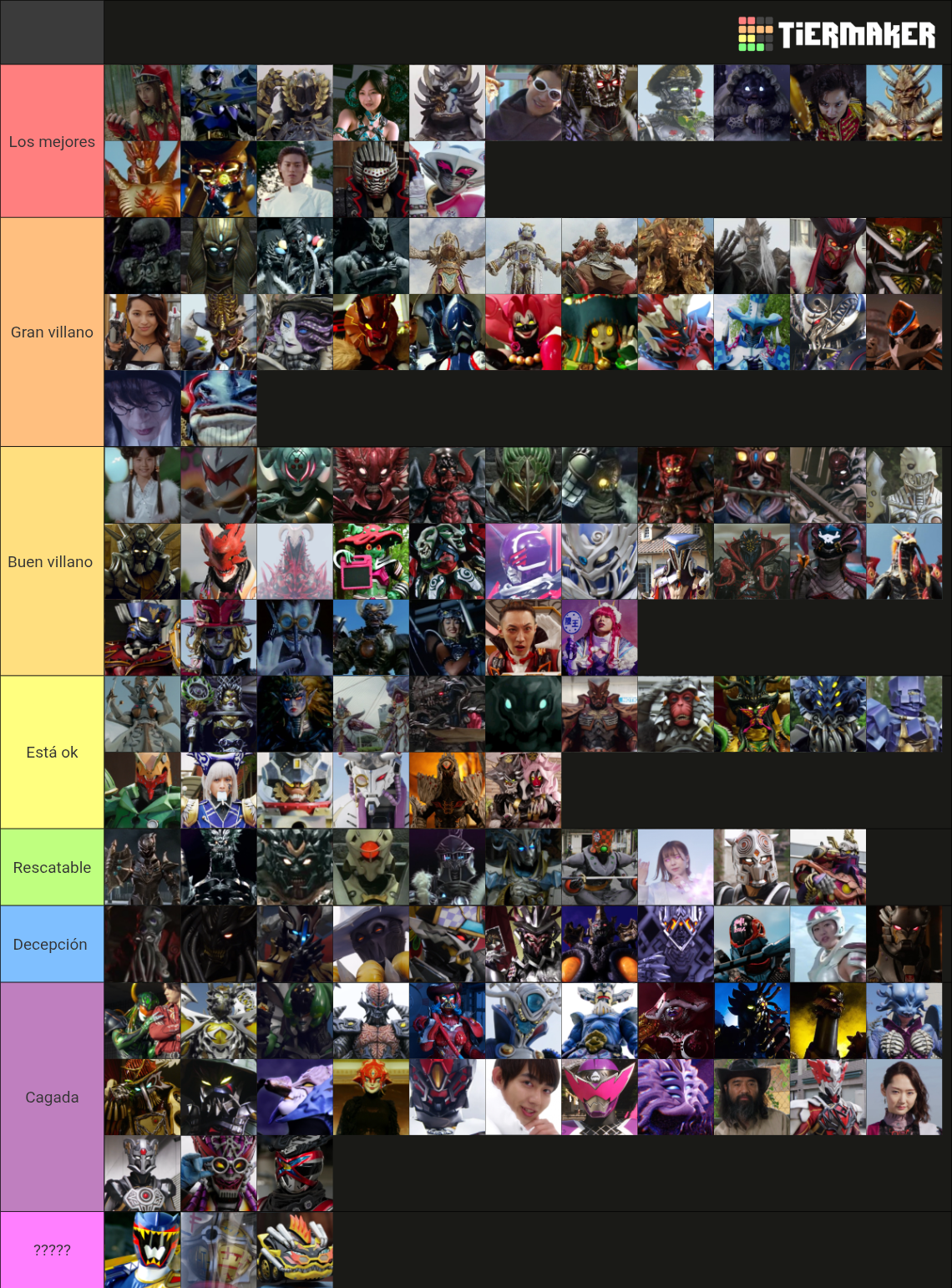 Super Sentai Villains Goranger Gozyuger Tier List Community Rankings Tiermaker
