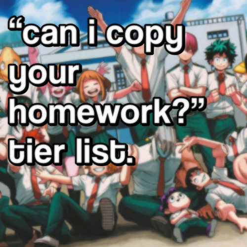 “can i copy your homework?” bnha ranker. Tier List (Community Rankings ...