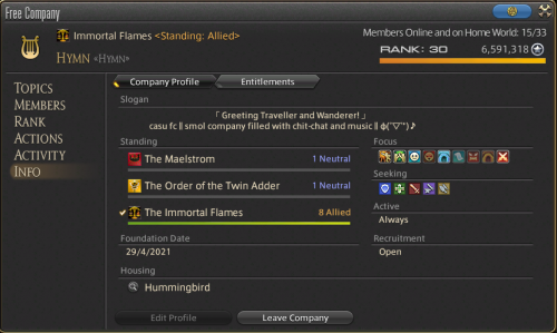Create a Hymn Free Company Tier List - TierMaker
