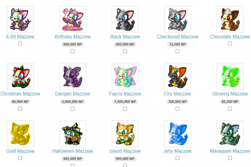 Create a Neopets Mazzew Petpet Colors Tier List - TierMaker