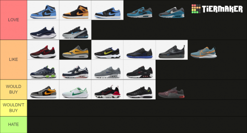 Create a shoe's I LIKE Tier List - TierMaker