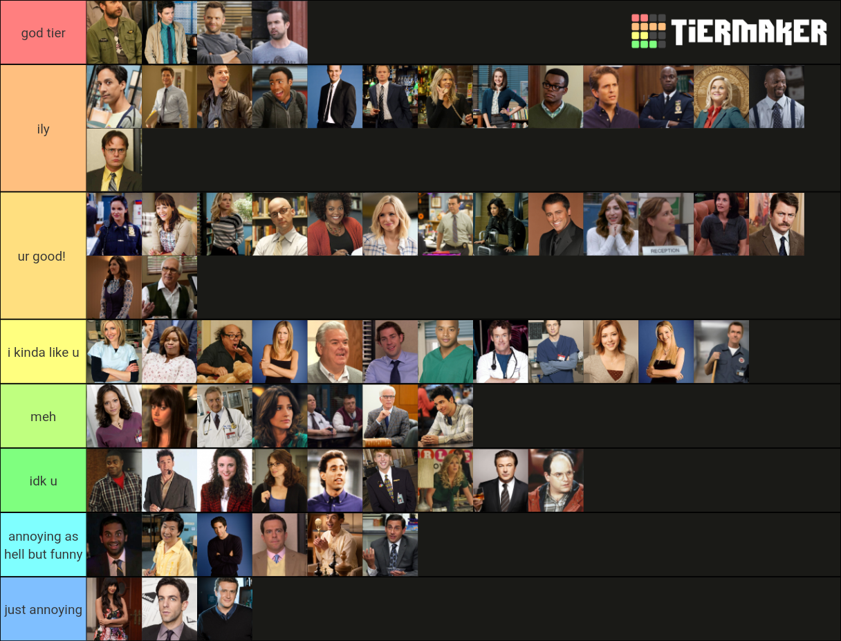 Modern Sitcom Characters Tier List (Community Rankings) - TierMaker
