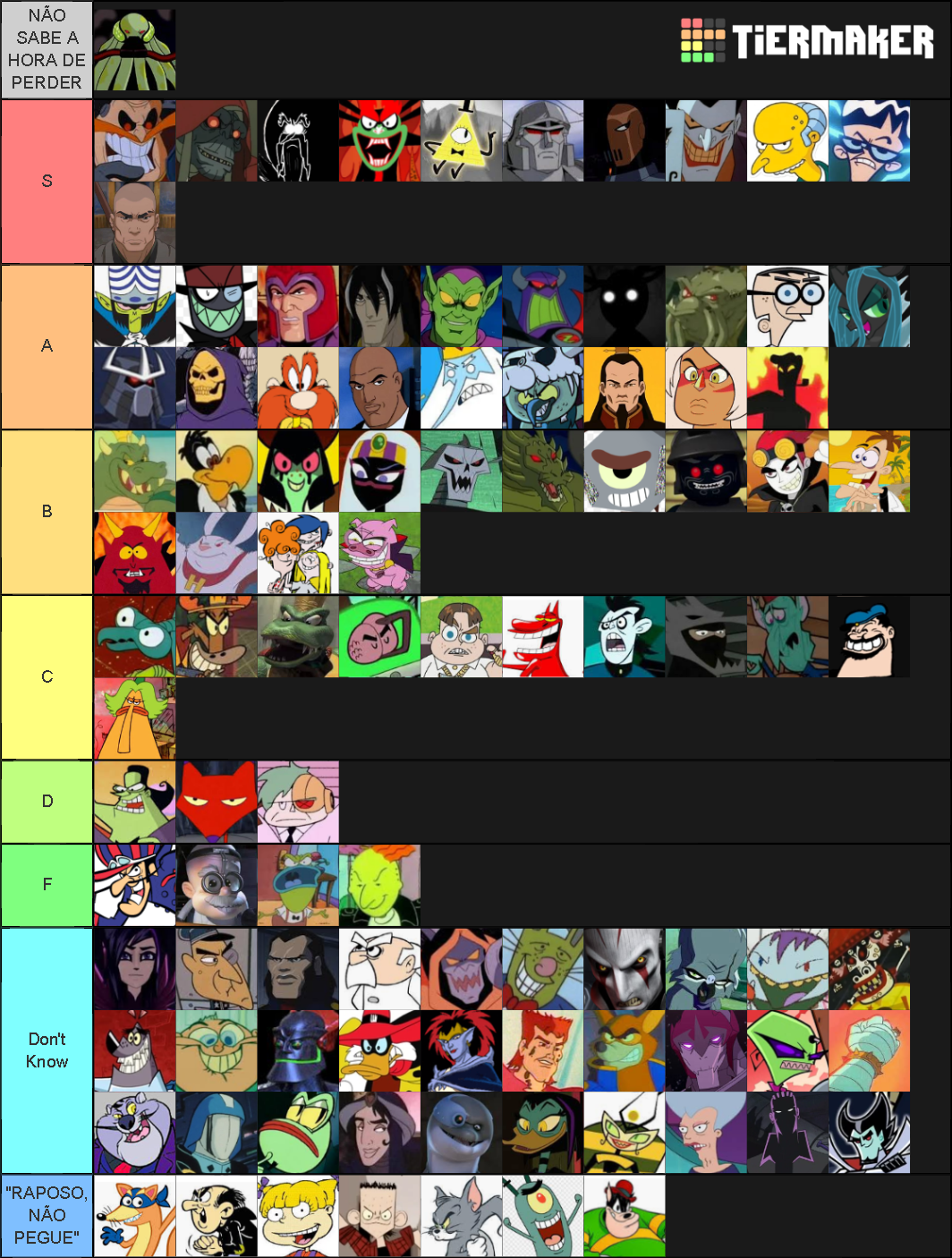 100 Cartoon Antagonists Tier List (Community Rankings) - TierMaker