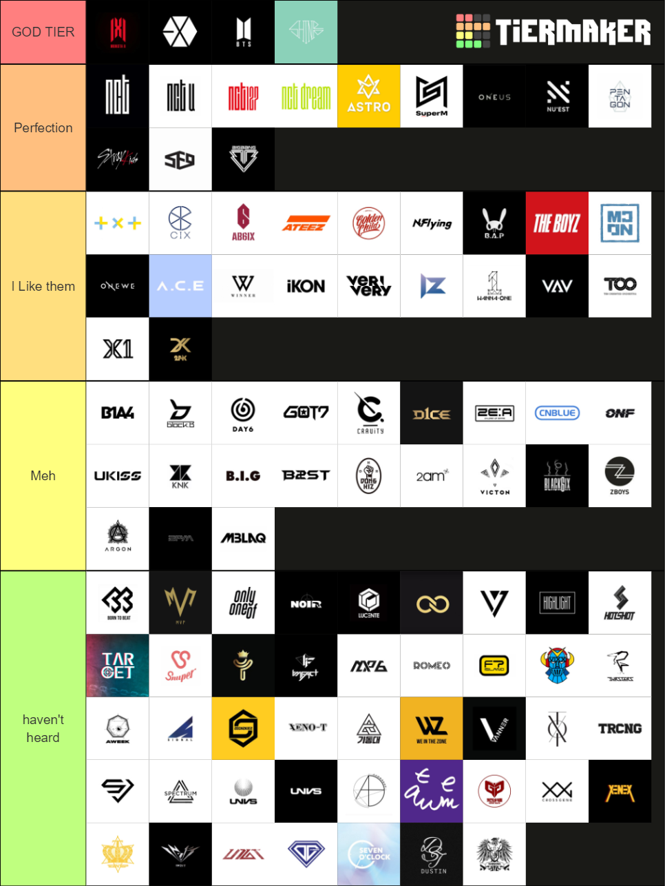 100 KPOP Boy Groups Tier List (Community Rankings) - TierMaker
