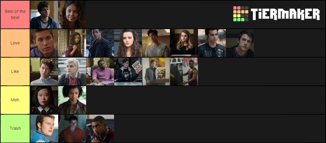13 Reasons Why Characters Tier List (Community Rankings) - TierMaker