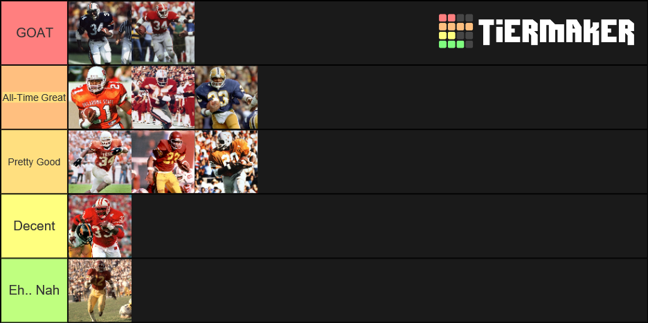 1972-99 CFB Best RBs Tier List (Community Rankings) - TierMaker