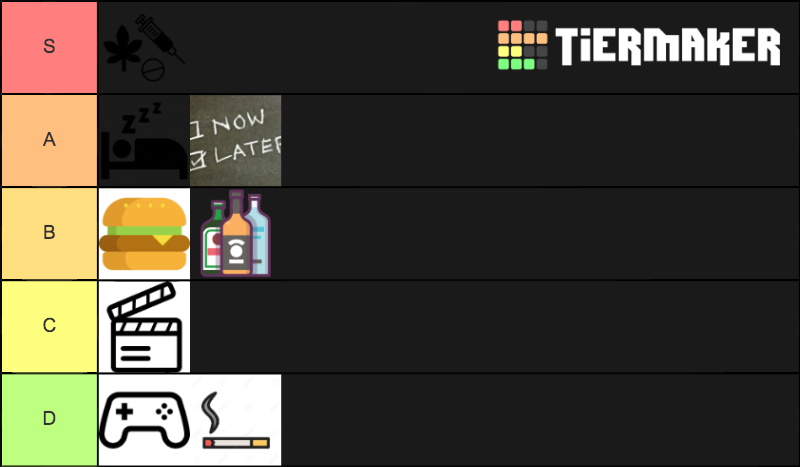 Addictions Tier List (Community Rankings) - TierMaker
