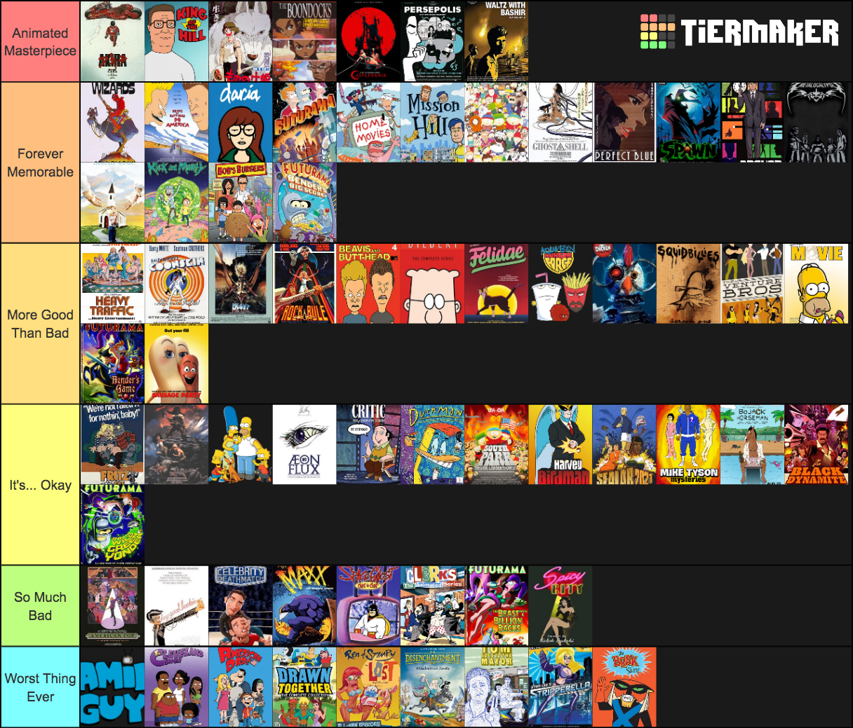 Adult Animation Tier List (Community Rankings) - TierMaker