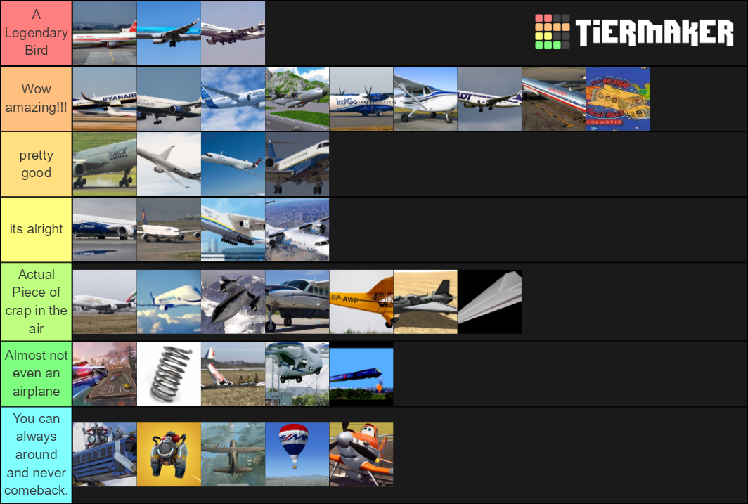Airplane Tier List (Community Rankings) - TierMaker