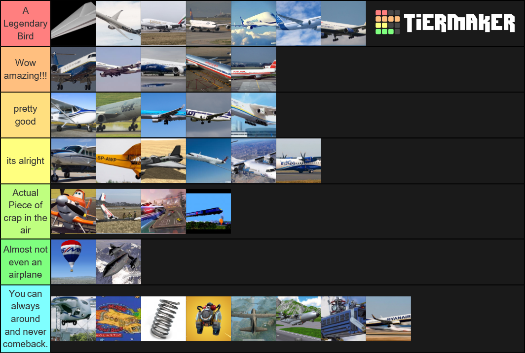 Airplane Tier List (Community Rankings) - TierMaker