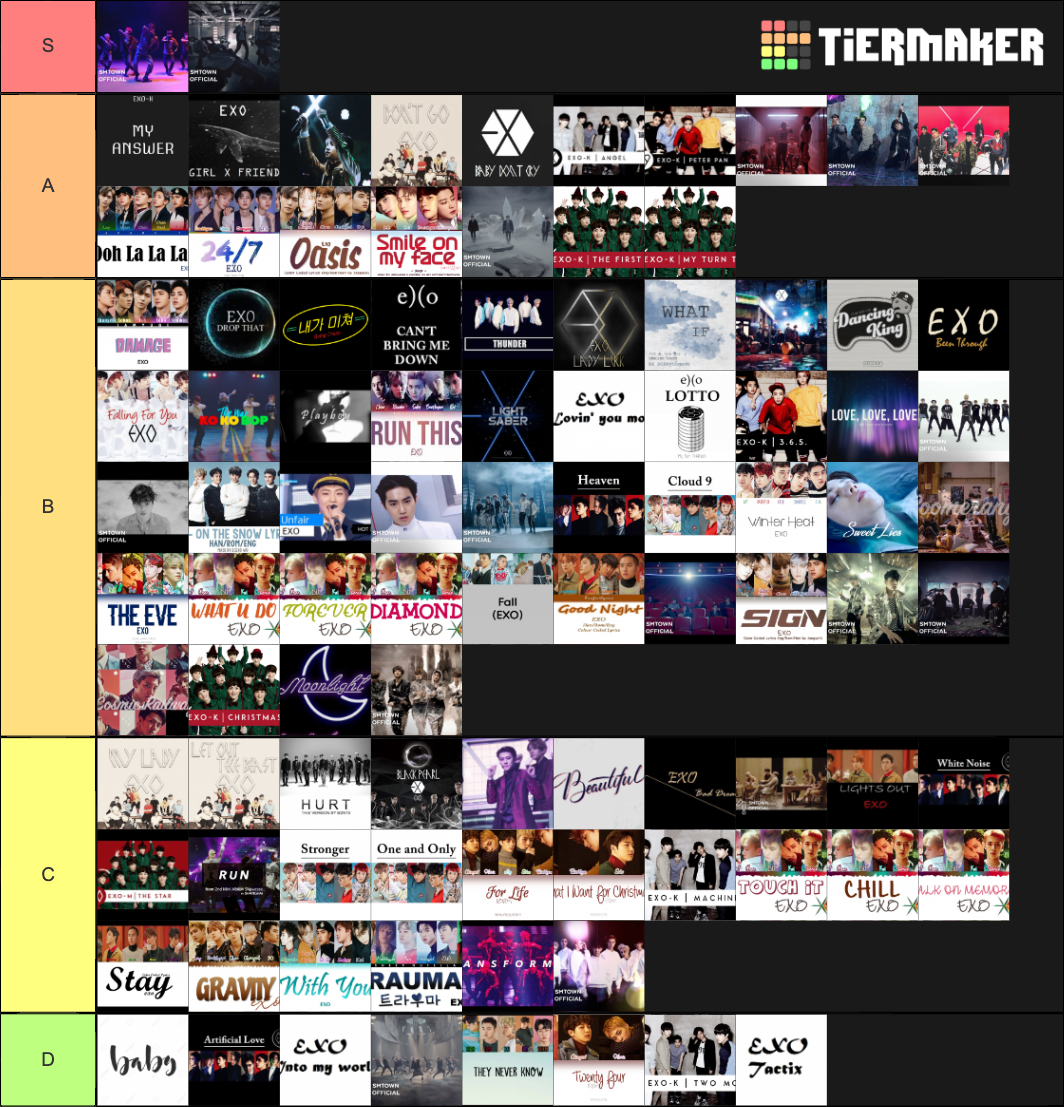 All EXO songs Tier List (Community Rankings) - TierMaker