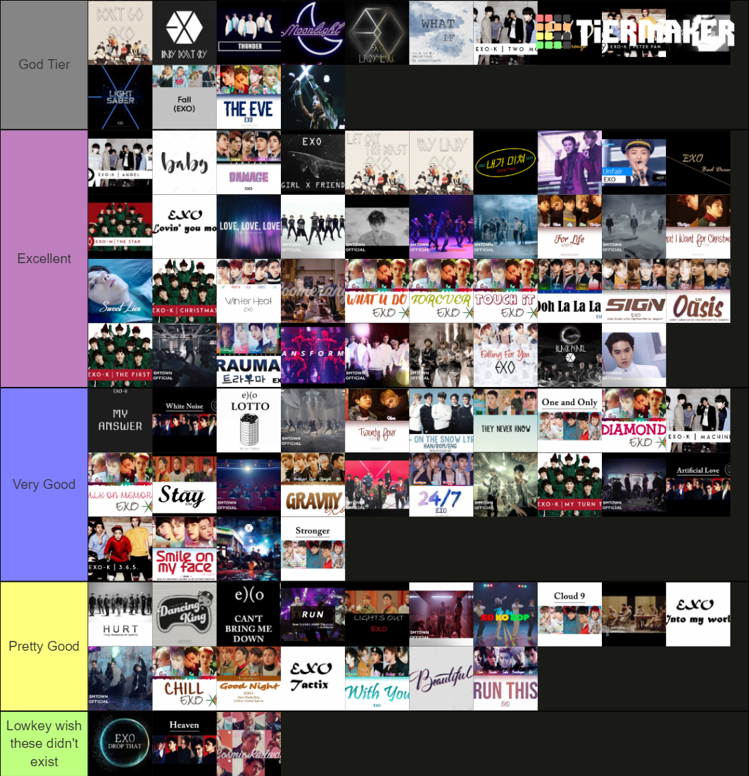 All EXO songs Tier List (Community Rankings) - TierMaker