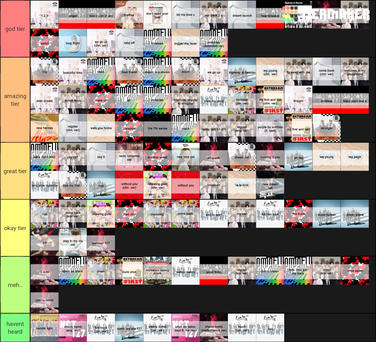 all of ncts discography Tier List (Community Rankings) - TierMaker