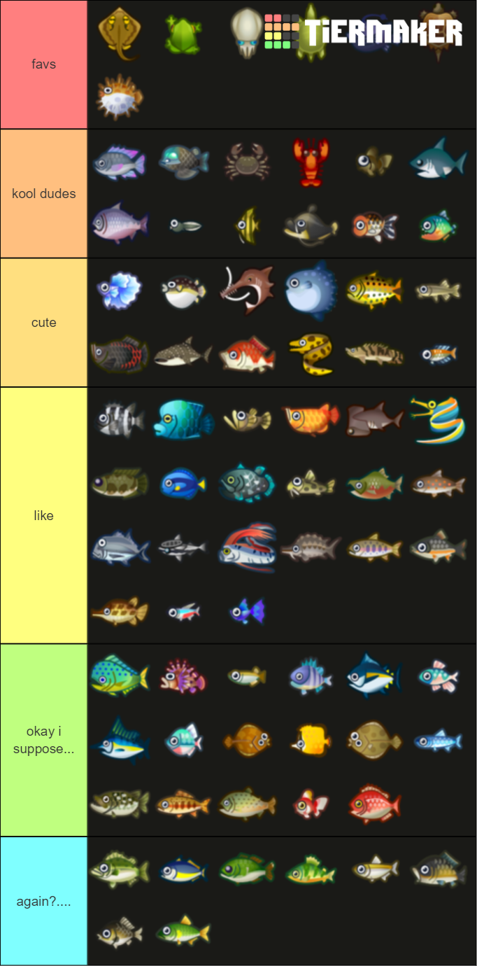 Animal Crossing Fish Tier List (Community Rankings) - TierMaker