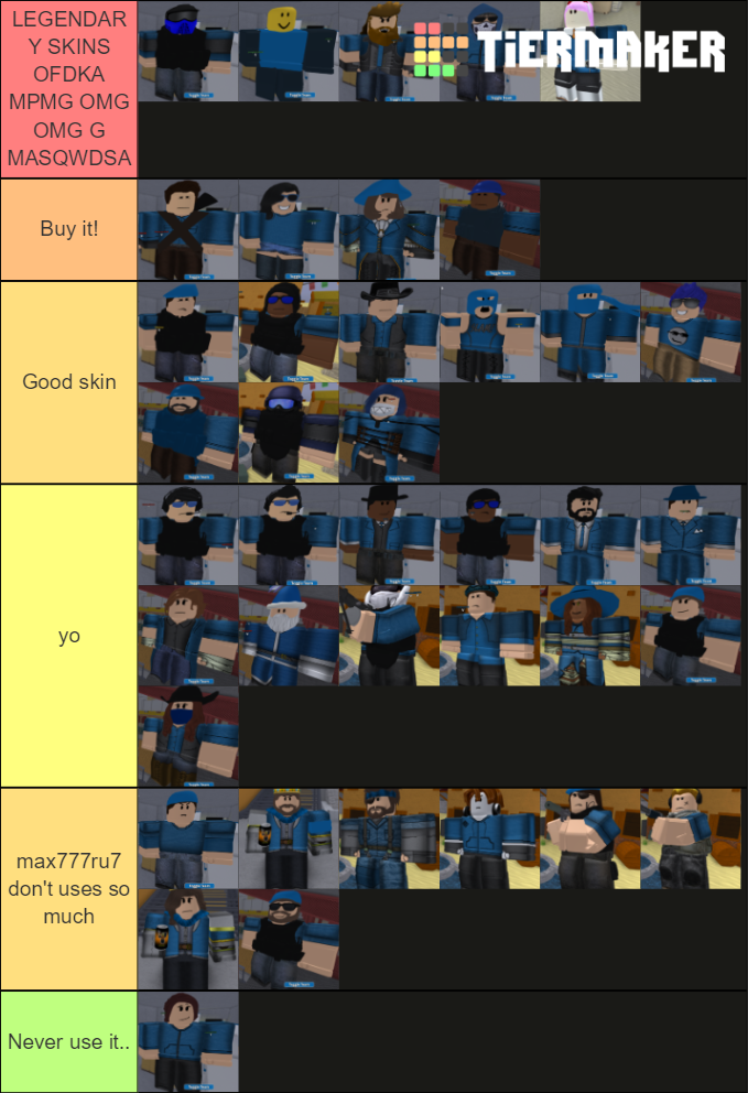 Arsenal Skins (ROBLOX) Tier List (Community Rankings) - TierMaker