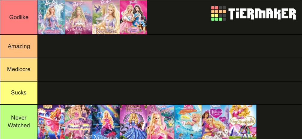 Barbie Movies Tier List (Community Rankings) - TierMaker