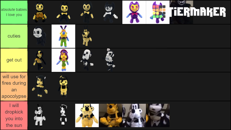 Bendy and the Ink Machine Plush Tier List (Community Rankings) - TierMaker
