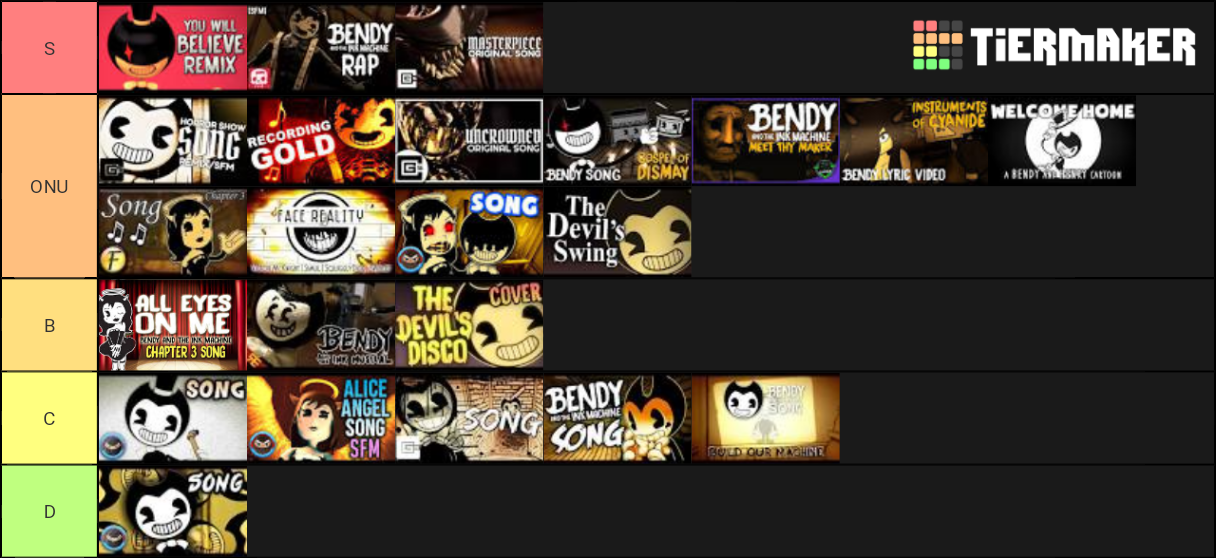 bendy songs Tier List (Community Rankings) - TierMaker