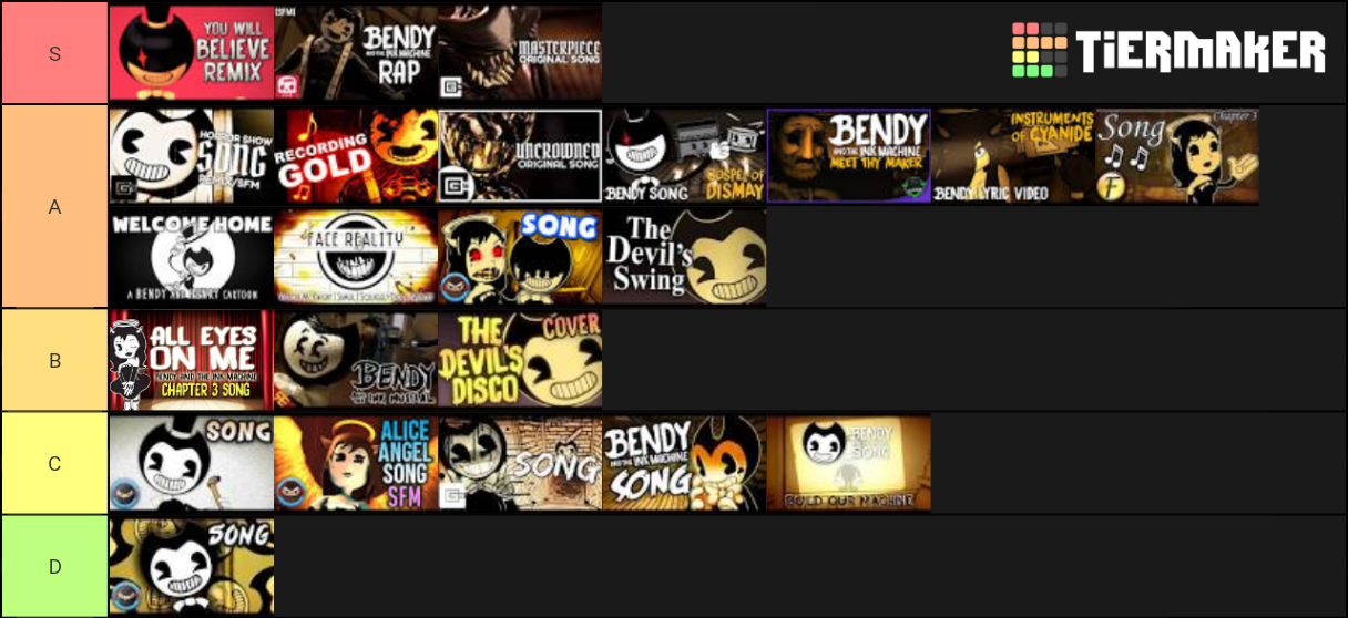 bendy songs Tier List (Community Rankings) - TierMaker