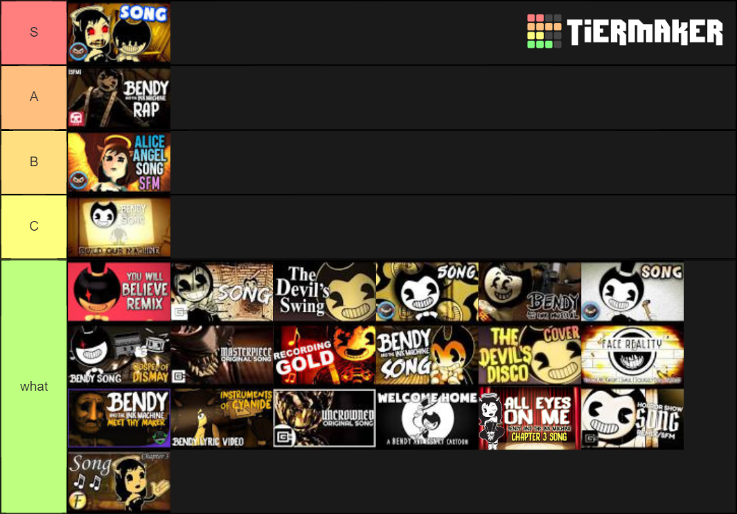 bendy songs Tier List (Community Rankings) - TierMaker