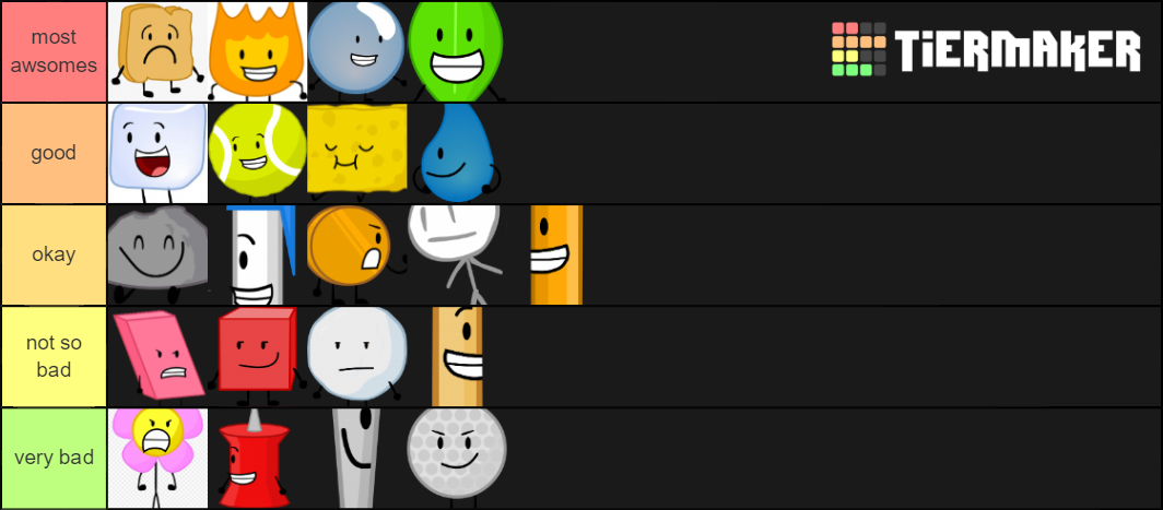 best bfdi season 1 characters Tier List (Community Rankings) - TierMaker