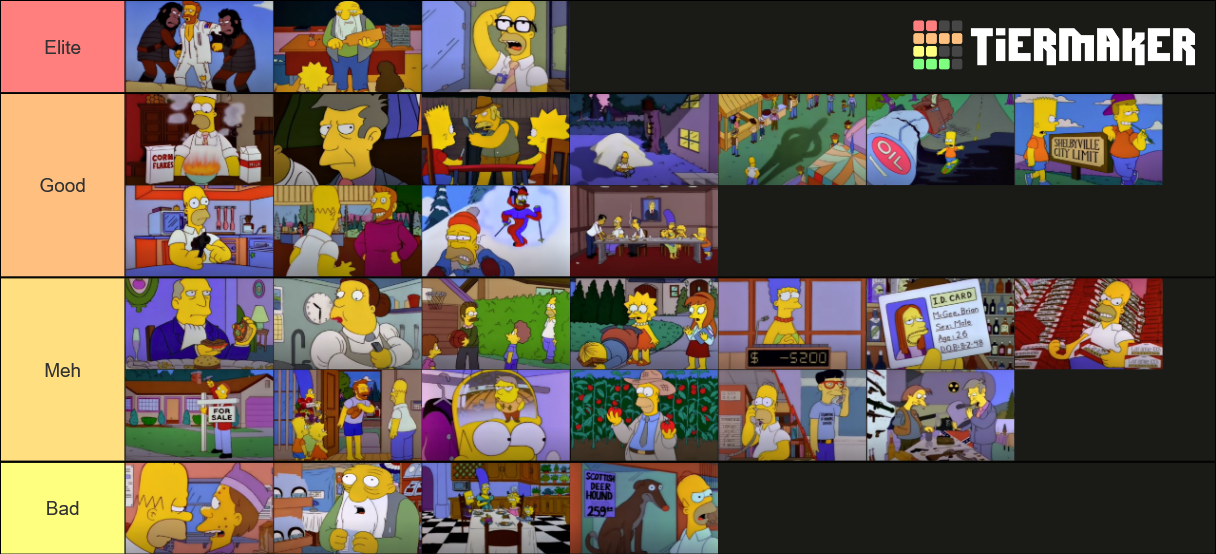 Best Simpsons Scenes Tier List (Community Rankings) - TierMaker
