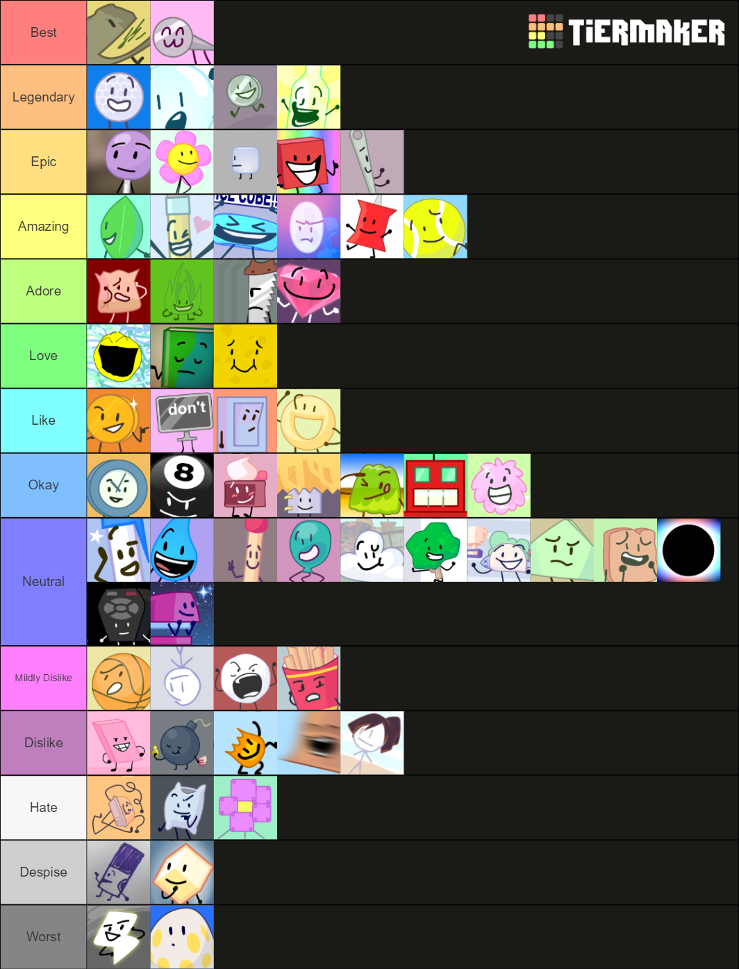 BFB Characters Tier List (Community Rankings) - TierMaker