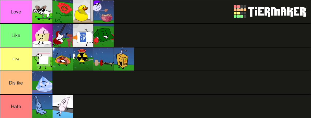 BFDI Mini (with BFDIMA) Tier List (Community Rankings) - TierMaker