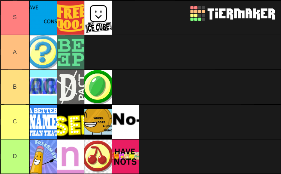 bfdi teams Tier List (Community Rankings) - TierMaker
