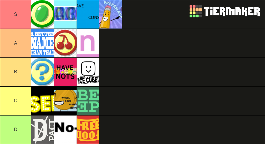bfdi teams Tier List (Community Rankings) - TierMaker