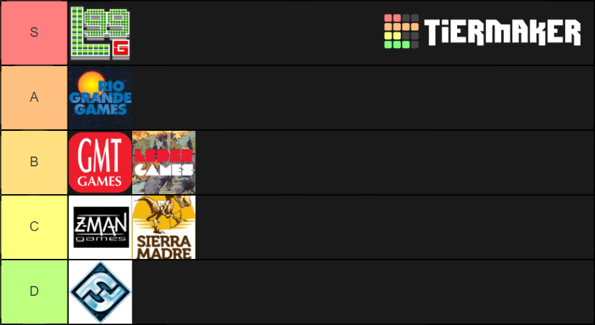Boardgame Company Tiers Tier List (Community Rankings) - TierMaker