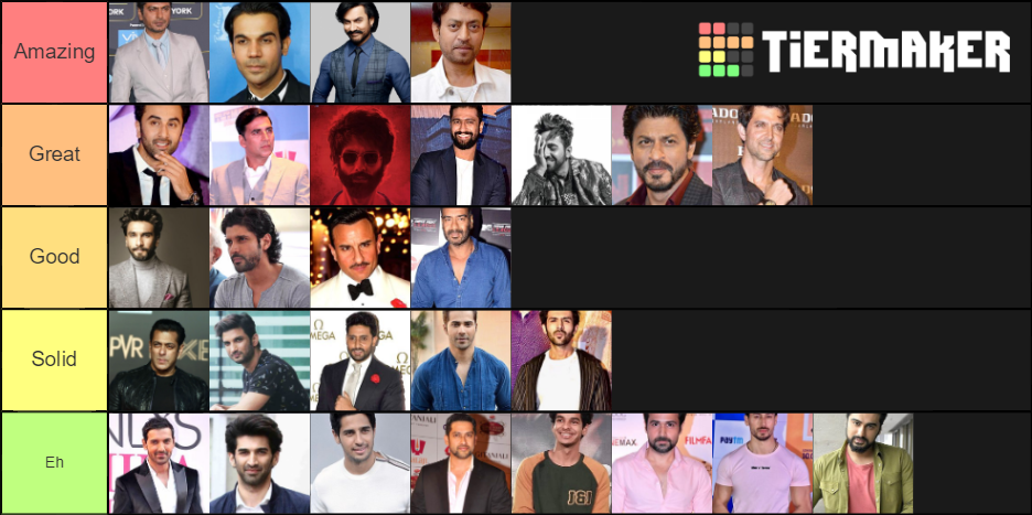 Bollywood Actors Tier List (Community Rankings) - TierMaker