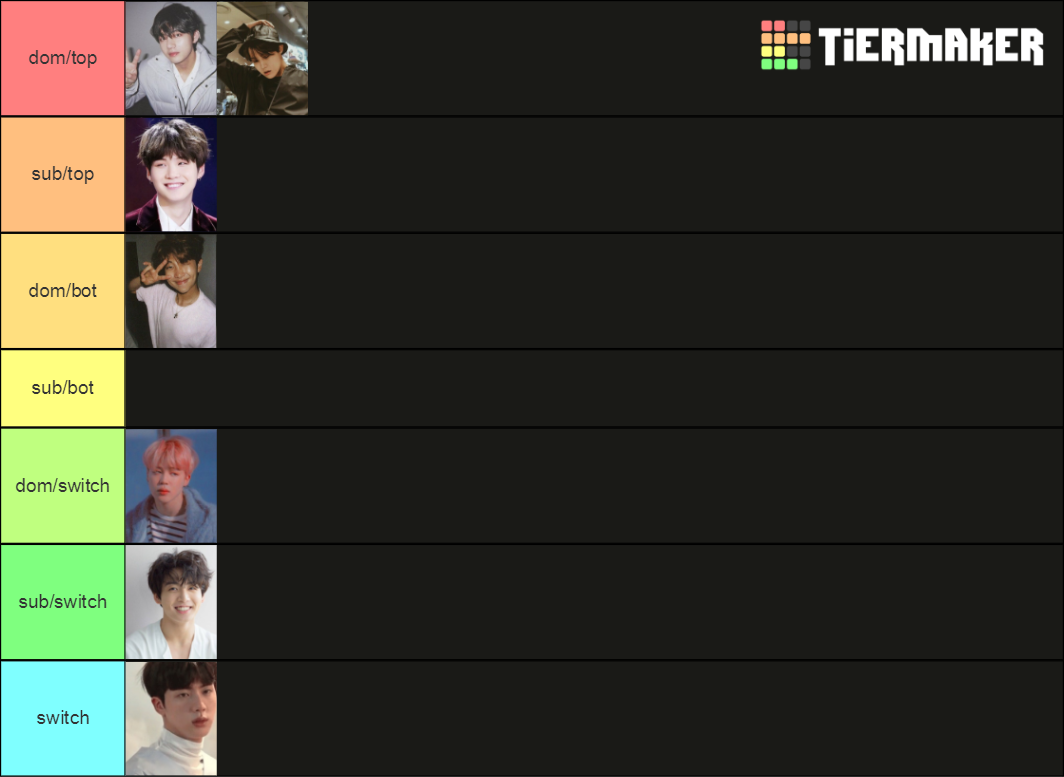 bts dom/sub top/bot Tier List (Community Rankings) - TierMaker