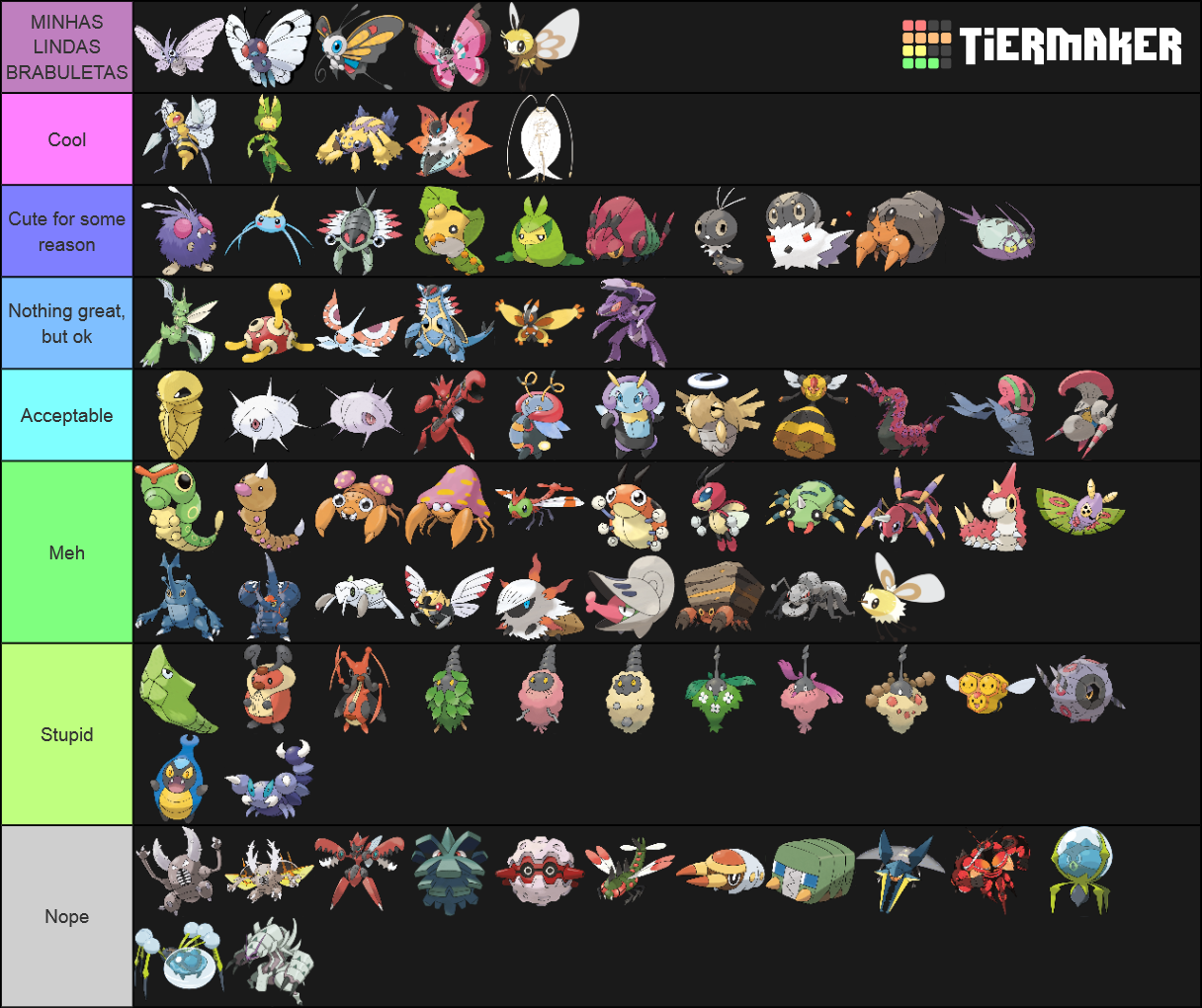 Bug Type Pokémon All Evolution Stages Tier List (Community Rankings ...