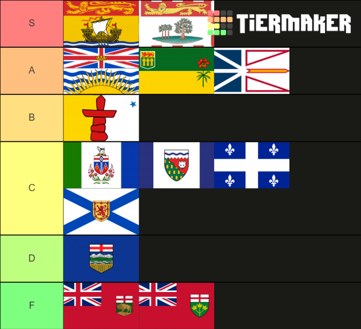 Canadian Provincial and Territorial Flags (Now with Ontario) Tier List ...