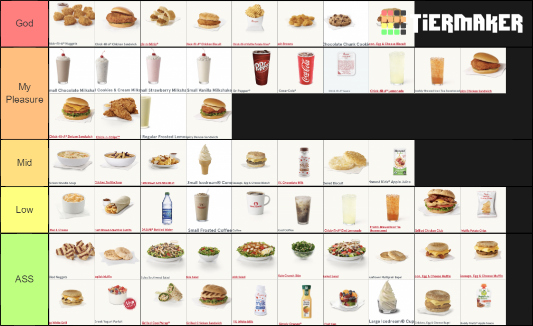 CFA MENU TIER LIST Tier List (Community Rankings) - TierMaker