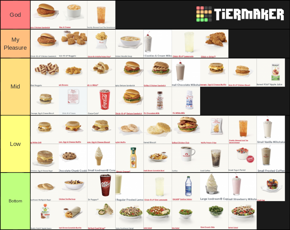 CFA MENU TIER LIST Tier List (Community Rankings) - TierMaker