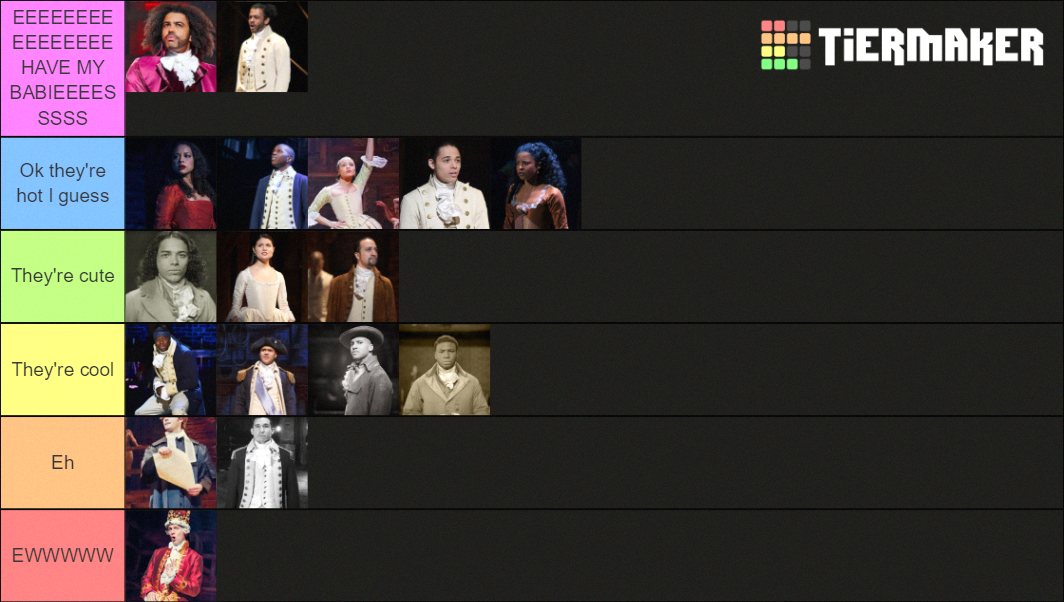 Characters from Hamilton Tier List (Community Rankings) - TierMaker