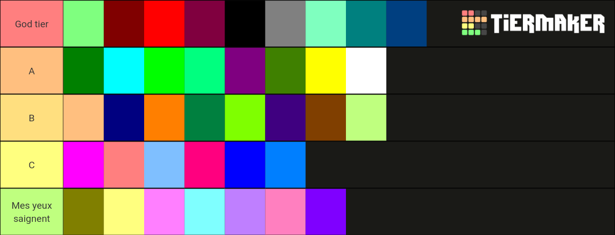 Color Tier List (Community Rankings) - TierMaker