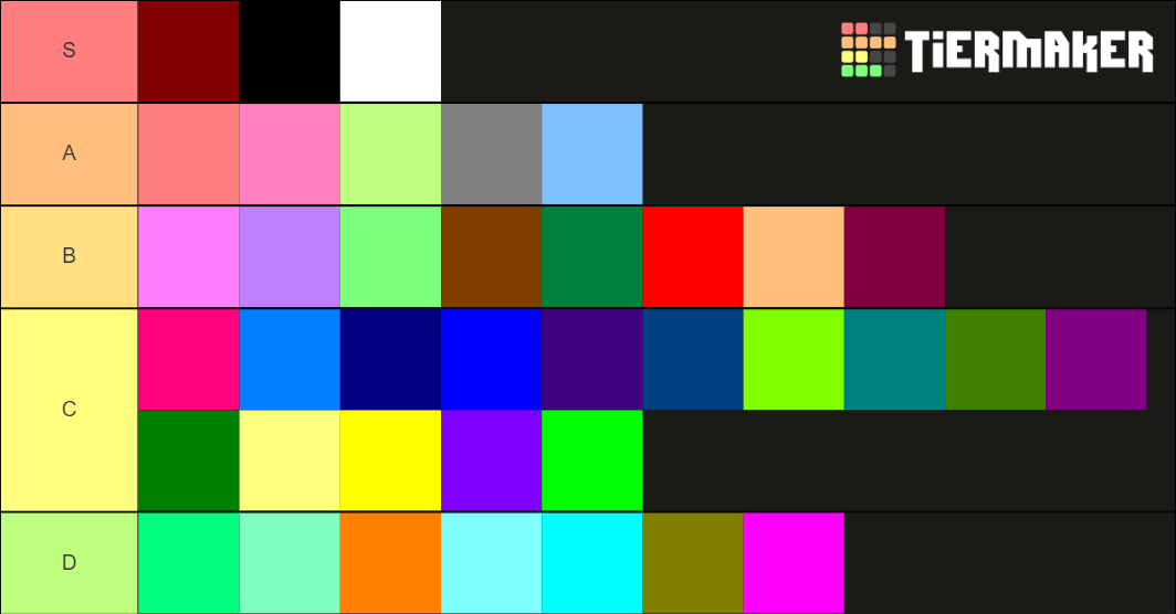 Color Tier List (Community Rankings) - TierMaker