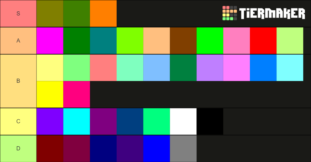 Color Tier List (Community Rankings) - TierMaker