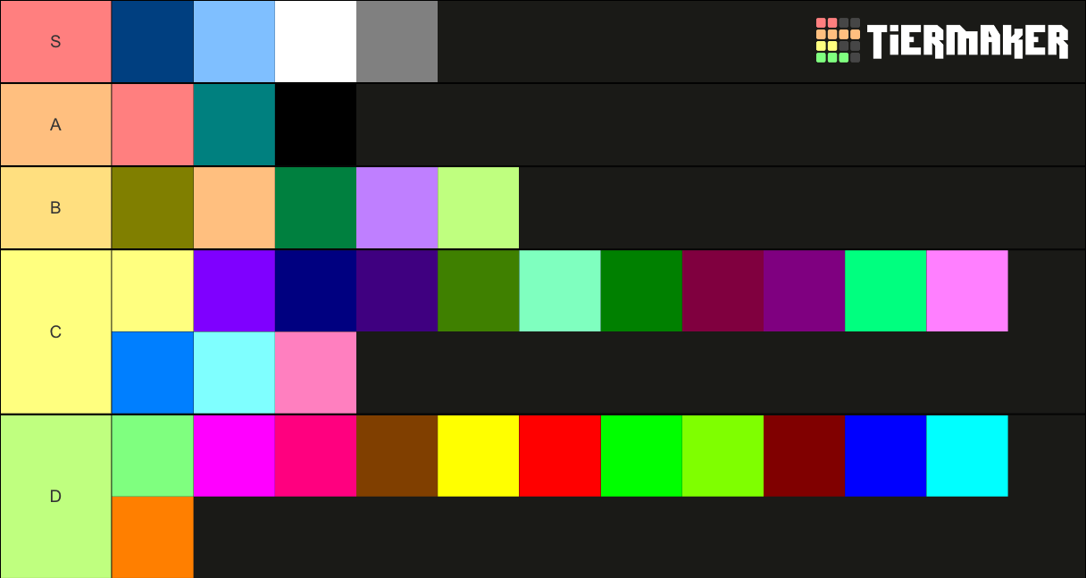 Color Tier List (Community Rankings) - TierMaker