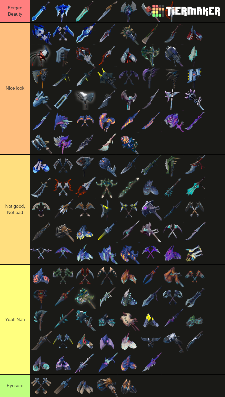 Dauntless Weapons *Cosmetic* Tier List (Community Rankings) - TierMaker