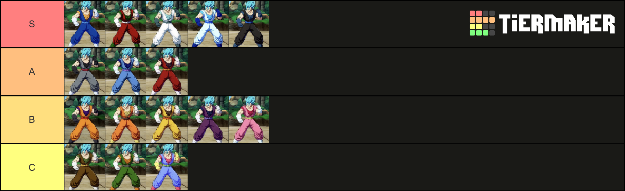 DBFZ Vegito colors Tier List (Community Rankings) - TierMaker