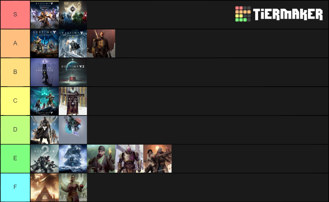 Destiny DLC and Seasons Tier List (Community Rankings) - TierMaker