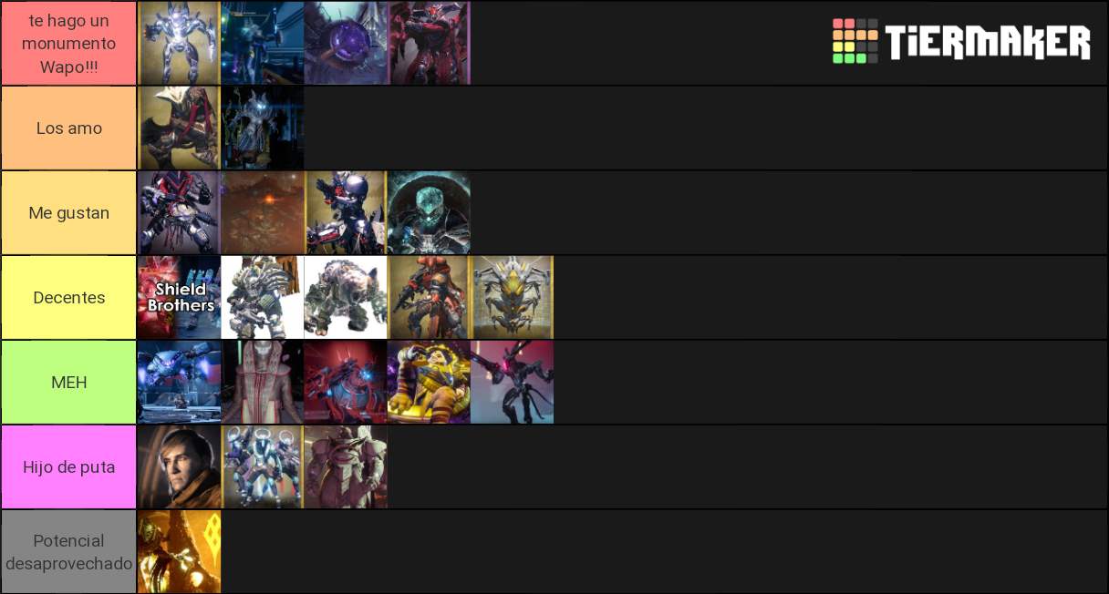 Destiny Bosses Tier List (Community Rankings) - TierMaker