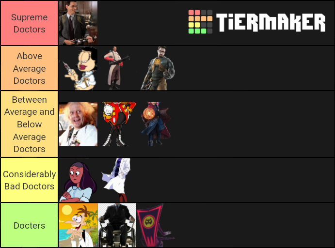 Doctors In Pop Culture (WIP) Tier List (Community Rankings) - TierMaker