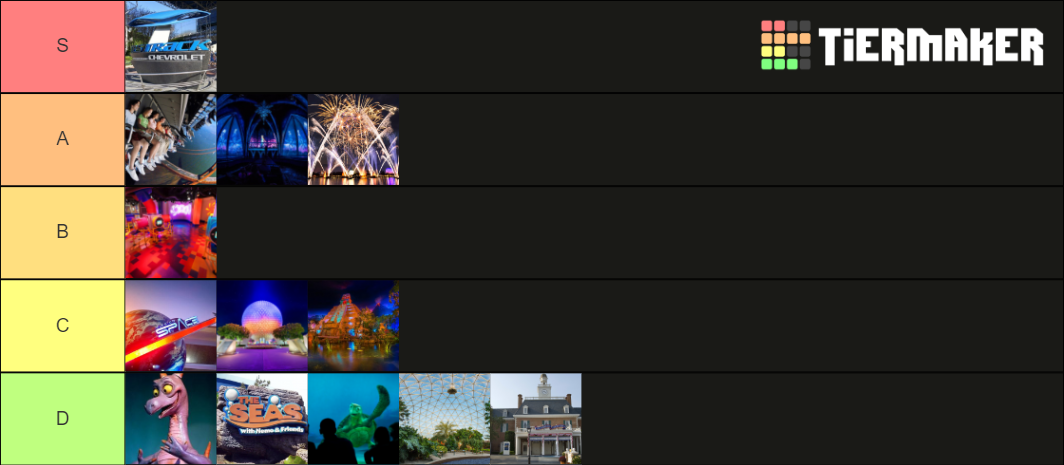 Epcot Attractions Ranking Tier List (Community Rankings) - TierMaker