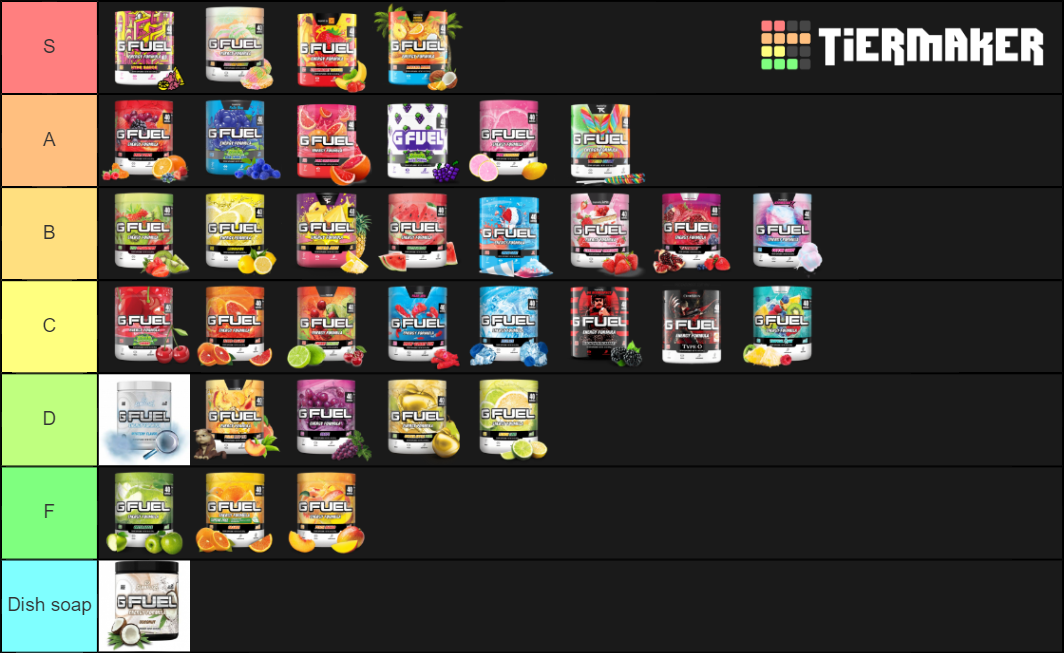 Every Single GFUEL Flavor Up To Spicy Demonade Tier List (Community ... Every Single GFUEL Flavor Up To Spicy Demonade Tier List (Community ...