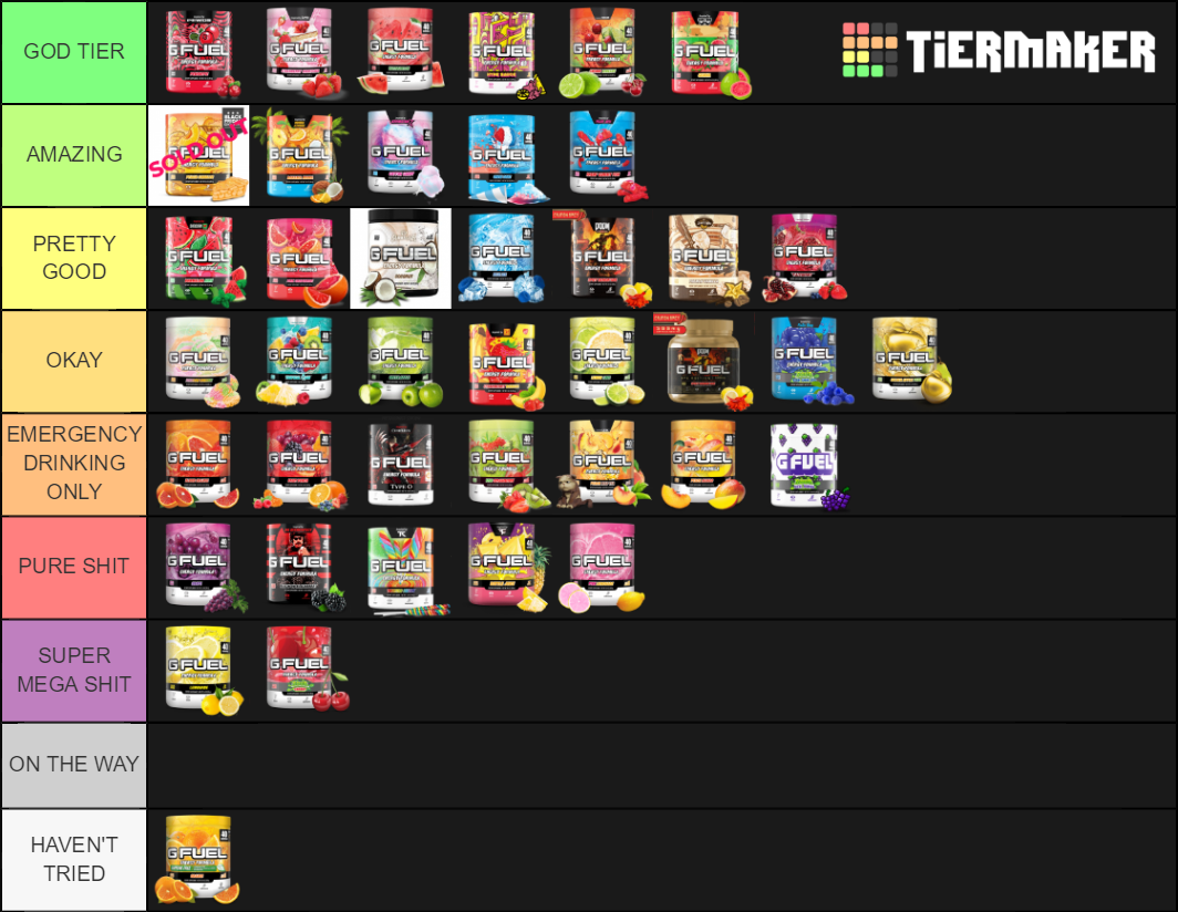 Every Single GFUEL Flavor Up To Spicy Demonade Tier List (Community ... Every Single GFUEL Flavor Up To Spicy Demonade Tier List (Community ...